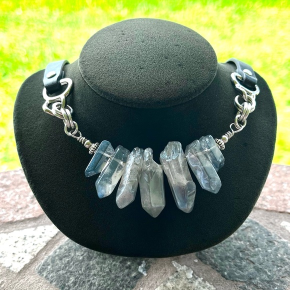 Silverskylight | Jewelry | Blue Grey Angel Aura Crystal Quartz Leather ...